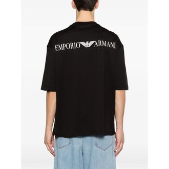 Emporio Armani Logo-Embroidered T-Shirt - Black