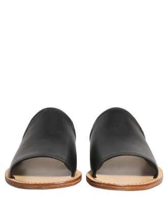 Dolce & Gabbana Brown Leather Slides Sandals Flats Men Shoes Black