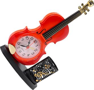 BESPORTBLE Geigenuhr aus Kunststoff mit Stifthalter Tischuhr und Dekoratives Geigenmodell f&uuml;r B&uuml;ro und Wohnzimmer Kreatives Geschenk f&uuml;r Geigenliebhaber