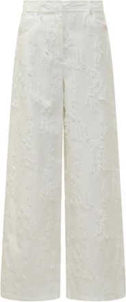 Msgm Msgm, Femme, Pantalons, Blanc, Taille: 36 FR Pantalon large en jacquard
