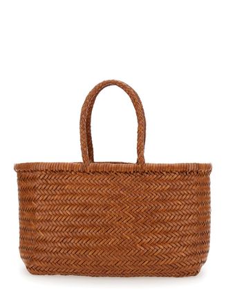Dragon Diffusion Womens Tote Bag Bamboo Triple Jump Brown Leather