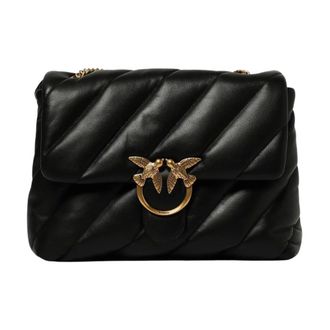 Pinko Pinko, Femme, Sacs, Noir, Taille: ONE Size Sac bandouli&egrave;re en cuir matelass&eacute;