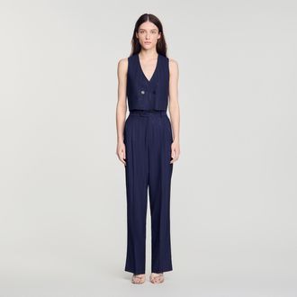 Sandro Pantalon &agrave; rayures et sequins