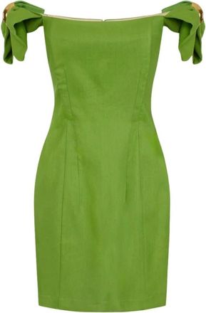 Elisabetta Franchi Femme, Robes, Vert, Taille: 42 FR Linen blend mini dress