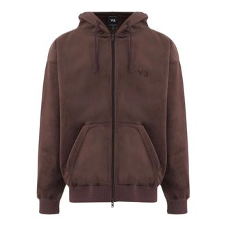 Yohji Yamamoto Kapuzenpullover mit durchgehendem Rei&szlig;verschluss aus geripptem Samt - - Sweatshirts & Hoodies - Herren - Braun - M