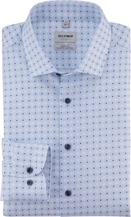 Olymp Herren Oberhemd Langarm Level Five 24/Seven,Rotationsdruck auf y/d Dobby,366 Level 5 Body fit (15.05.2015 - F16),22 Modern Kent,bleu 11,44