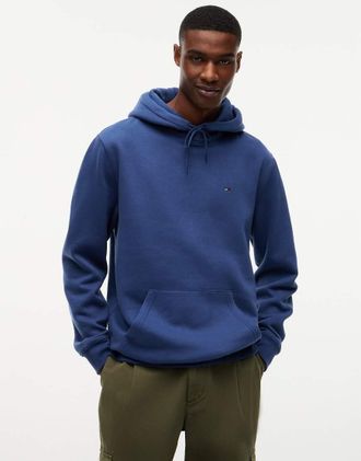 Tommy Jeans Hoody aus Fleece mit Flaggen-Stickerei und Kordelzug in Marineblau