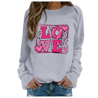 Generic Sweat &agrave; capuche d&eacute;contract&eacute; &agrave; col rond imprim&eacute; pour la Saint-Valentin 2026, gris clair, L