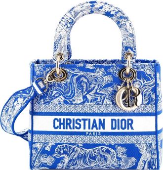 Dior Lady D-Lite Bag Embroidered Canvas Medium satchel - Blau