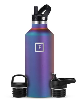 Iron Flask Edelstahl Trinkflasche mit 3 Deckel - Auslaufsicher Thermosflasche - Metall Wasserflasche Doppelwandig Isoliert BPA-freie fur Sport Schule Fitness Cam