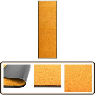 vidaXL Fußmatte Waschbar Orange 60x180 cm - Innenfußmatte - Outdoor-Matte - Türmatte - Anti-Rutschmatte - Waschebene