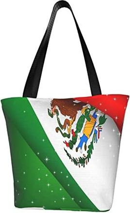 AOOEDM Drapeau mexicain jour de lind&eacute;pendance sac fourre-tout femmes capacit&eacute; &eacute;paule sacs d&eacute;picerie