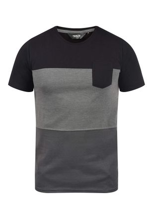 Solid SDMingo Herren T-Shirt Kurzarm Shirt mit Streifen Baumwollmischung Regular fit, Größe:L, Farbe:Black (9000)