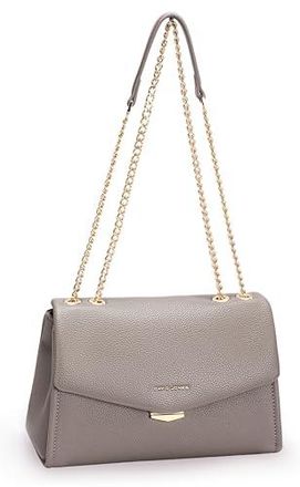 David Jones Paris - Sac port&eacute; &eacute;paule Ville - port&eacute; travers - Similicuir PU - Cha&icirc;ne Dor&eacute;e - Double Compartiment - Taille Moyenne - Pratique Chic El&eacute;gant Classique