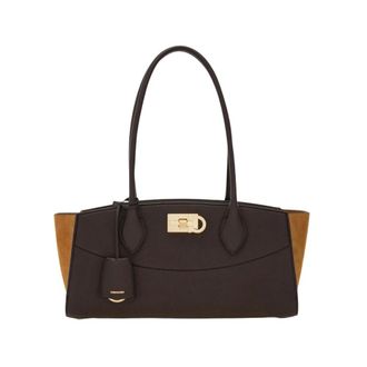 Ferragamo Sac port&eacute; &eacute;paule &agrave; poign&eacute;e sup&eacute;rieure - Femme - Sacs - Brun - Taille: ONE Size