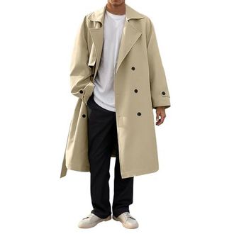 Generic Manteau Homme Hiver Chaud,Manteau long crois&eacute; pour homme - coupe-vent chaud et trench d&eacute;contract&eacute; pour lext&eacute;rieur usage quotidien mens anorak de saiso