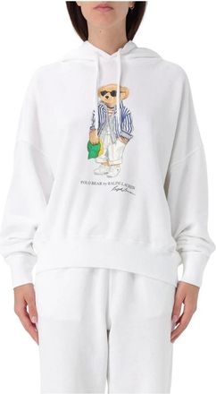 Polo Ralph Lauren Femme, Sweatshirts et sweats &agrave; capuche, Blanc, Taille: 38 FR Bear Sweat &agrave; capuche Relaxed Fit