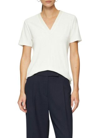 s.Oliver Black Label T-Shirt mit satiniertem V-Ausschnitt