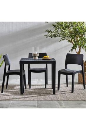 ambia GARDEN Gartentisch, Anthrazit, Kunststoff, rechteckig, 65x72x78 cm, Made in Italy, Gartenm&ouml;bel, Gartentische, Gartentische