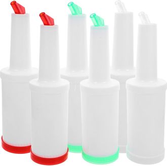 BESTONZON Besonzon, Saftflaschen, mit Ausgie&szlig;er und Deckel, bunt, 6 St&uuml;ck, einfach mischen, gie&szlig;en und lagern (1 l)