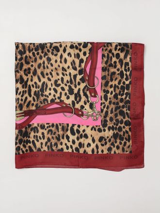 Pinko Foulard carr&eacute; en soie et viscose &agrave; imprim&eacute; animalier