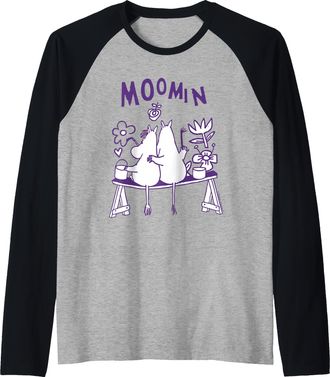 Moomin troll & Snorkmaiden Love Art Painting Blumen Raglan