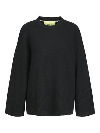 Jack & Jones Damen JXOLLIE Diverse Crew Knit SN Strickpullover, Black/Detail:/Moonbeam Neck Piping, M