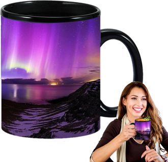 Generic Kaffeetassen mit Farbwechsel - Kaffeebecher mit Farbwechsel | Keramik-Kaffeetasse, Nordlicht-Design, coole Tasse f&uuml;r Kaffee, Tee, magischer Farbwechse