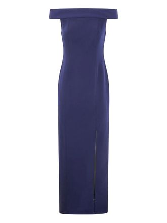 Lauren Ralph Lauren robe fendue &agrave; &eacute;paules d&eacute;nud&eacute;es - Bleu