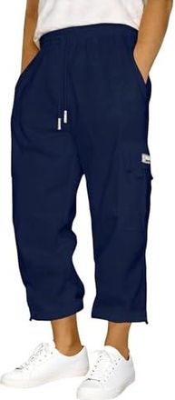 Generic Pantalon cargo 7/8 Baggy pour homme - Pantalon de jogging - Pantalon de sport avec poches lat&eacute;rales - Jambe large - Pantalon de randonn&eacute;e - Pantalon d