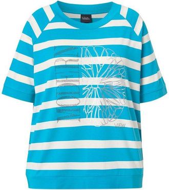 Ulla Popken T-Shirt Shirt Ringel Zitrusmotiv Rundhals Halbarm