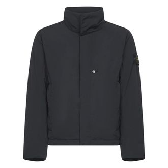 Stone Island Homme, Vestes, Noir, Taille: 2XL Manteau rembourré noir avec fermeture éclair