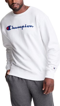 Champion Herren Graphic Powerblend Fleece Crew Sweatshirt, Weiß, XX-Large