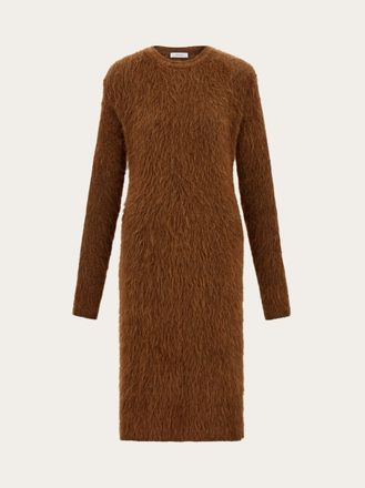 Ferragamo Damen Strickkleid mit Rundhalsausschnitt Beige