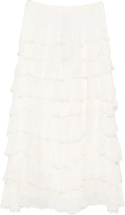 Marella Femme, Jupes, Blanc, Taille: 36 FR Mlmtritone Midi Skirt