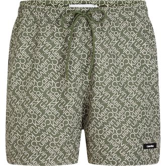 Calvin Klein PVH Europe B.V Herren-Badeshorts, Gr&uuml;n (Zickzack Logo Green AOP), 50