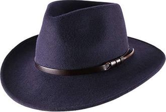 Classic Italy Chapeau Fedora Pliable, imperméable, Large Bord, Homme ou Femme Classique Large - Taille 56 cm - Bleu-Marine