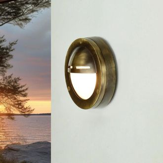 Licht-Erlebnisse Licht-erlebnisse - Lampe murale ext&eacute;rieure &oslash; 14 cm G9 IP64 Hublot laiton Maritim Lampe ext&eacute;rieure murale