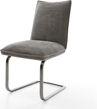 DELIFE Freischwinger Lelio-Flex Boucl&eacute; Soft Schlamm Freischwinger flach Graphit Taschenfederkern, Esszimmerst&uuml;hle