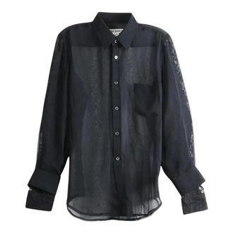 Comme Des Gar&ccedil;ons Transparente Hemdbluse mit Spitze - - Blouses & Shirts - Damen - Schwarzk - M