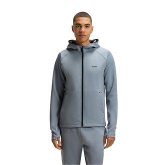HUGO BOSS Active Hoodie mit durchgehendem Rei&szlig;verschluss f&uuml;r Herren, Training (Dunkelgrau)