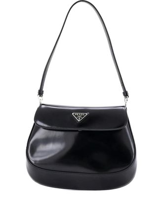Prada Cleo Flap Shoulder Bag Spazzolato Leather Small hobo bag - Noir