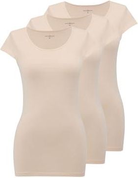 Westmark London T-Shirt pour Femmes, Respirant en Coton Maillot, Pack de 3, d&eacute;bardeur &agrave; Manches Courtes, t-Shirt de Base Femme, Corps Beige, Taille XL