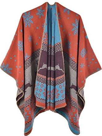 Generic Poncho Femme Hiver Chaud Chale Femme Hiver Chaud Cape Femme Effet enveloppant Ch&acirc;le Imprim&eacute; Double Face &Eacute;pais Doux Cardigan Tr&egrave;s