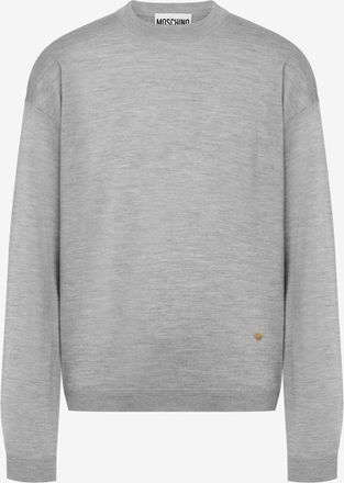 Moschino Pull en laine et soie Golden M - Gris