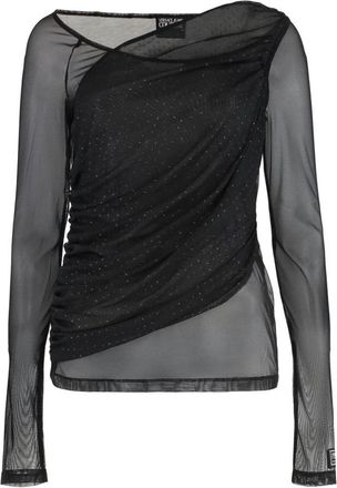 Versace Jeans Couture Mesh Top mit Raffungen - - Blouses & Shirts - Damen - Schwarzk - XS