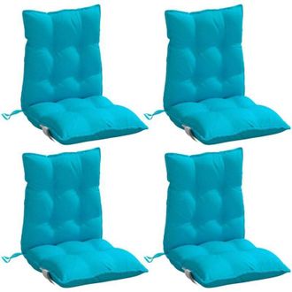 vidaXL Coussins de chaise &agrave; dossier bas lot de 4 turquoise