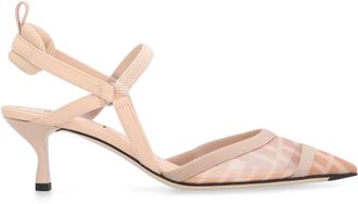Fendi Womens Colibr&igrave; Lite Pointy-Toe Slingback Pink Polyamide; Lamb Shoe