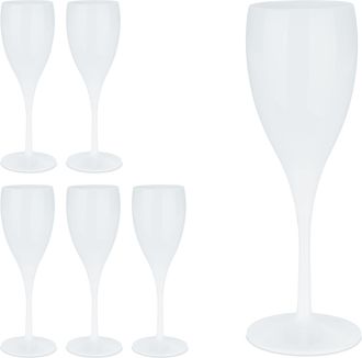 Relaxdays Sektgläser Kunststoff, 6er Set, bruchfest & BPA-frei, Mehrweg Champagner Gläser, 140 ml, Sektbecher, weiß