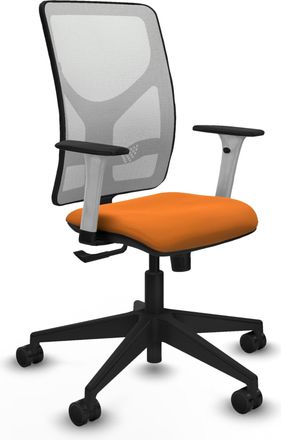 Piqueras y Crespo B&uuml;rostuhl mit hoher R&uuml;ckenlehne, mit wei&szlig;en und schwarzen Armlehnen, h&ouml;henverstellbare Lendenwirbelst&uuml;tze, ausgestattet mit 3 Positionen, Wei&szlig;/Orange